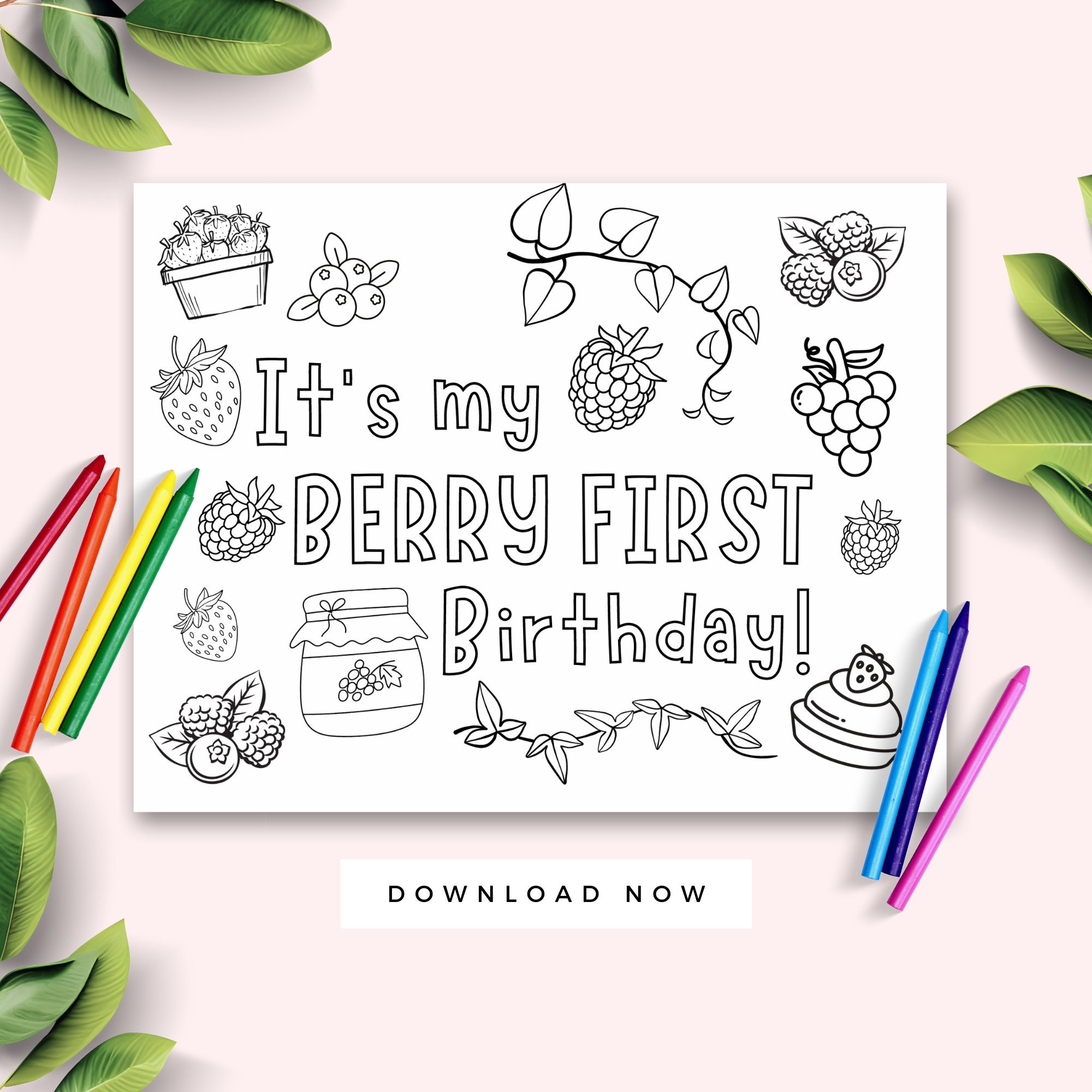 Happy Berry 1st Birthday Coloring Page, It's My Berry First Birthday ...