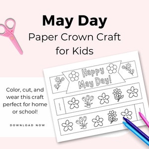 May Day Printable Crown Craft for Kids, Happy May Day Activity, Spring ...