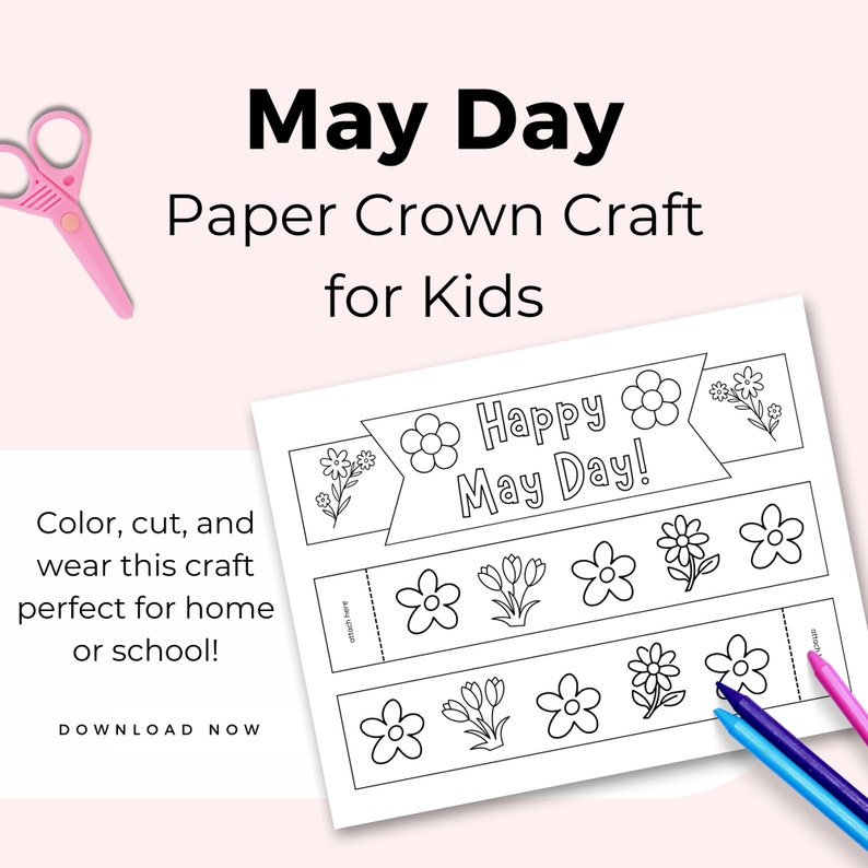 May Day Printable Crown Craft for Kids, Happy May Day Activity, Spring ...
