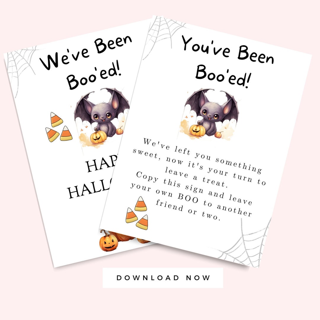 You've Been Booed Printable Letter Bat Card, Halloween Boo Basket ...