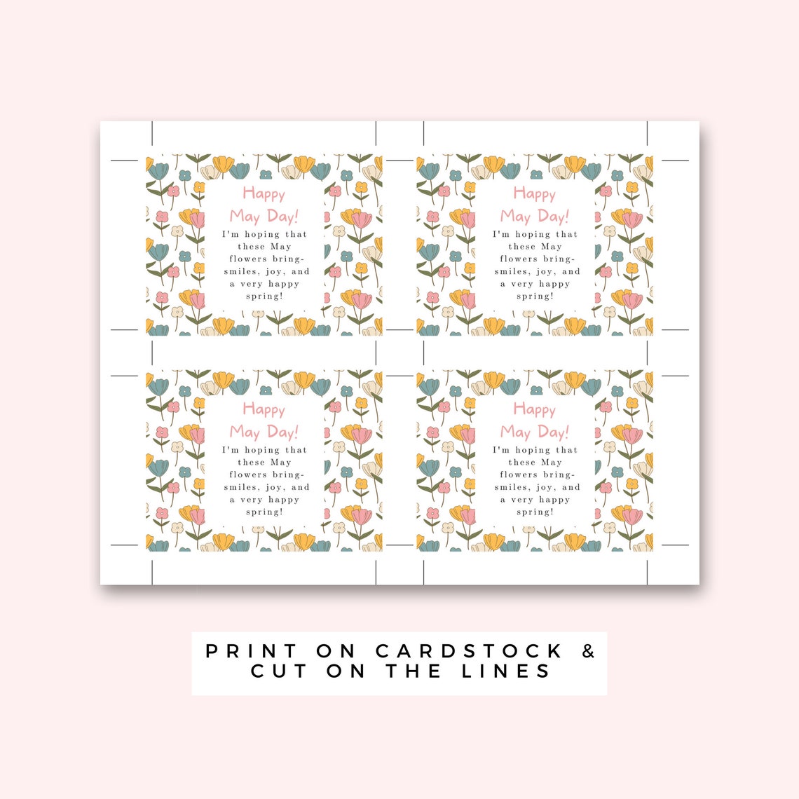 Happy May Day Printable Cards, May Day Notes, May Day Flower Gift Tag ...