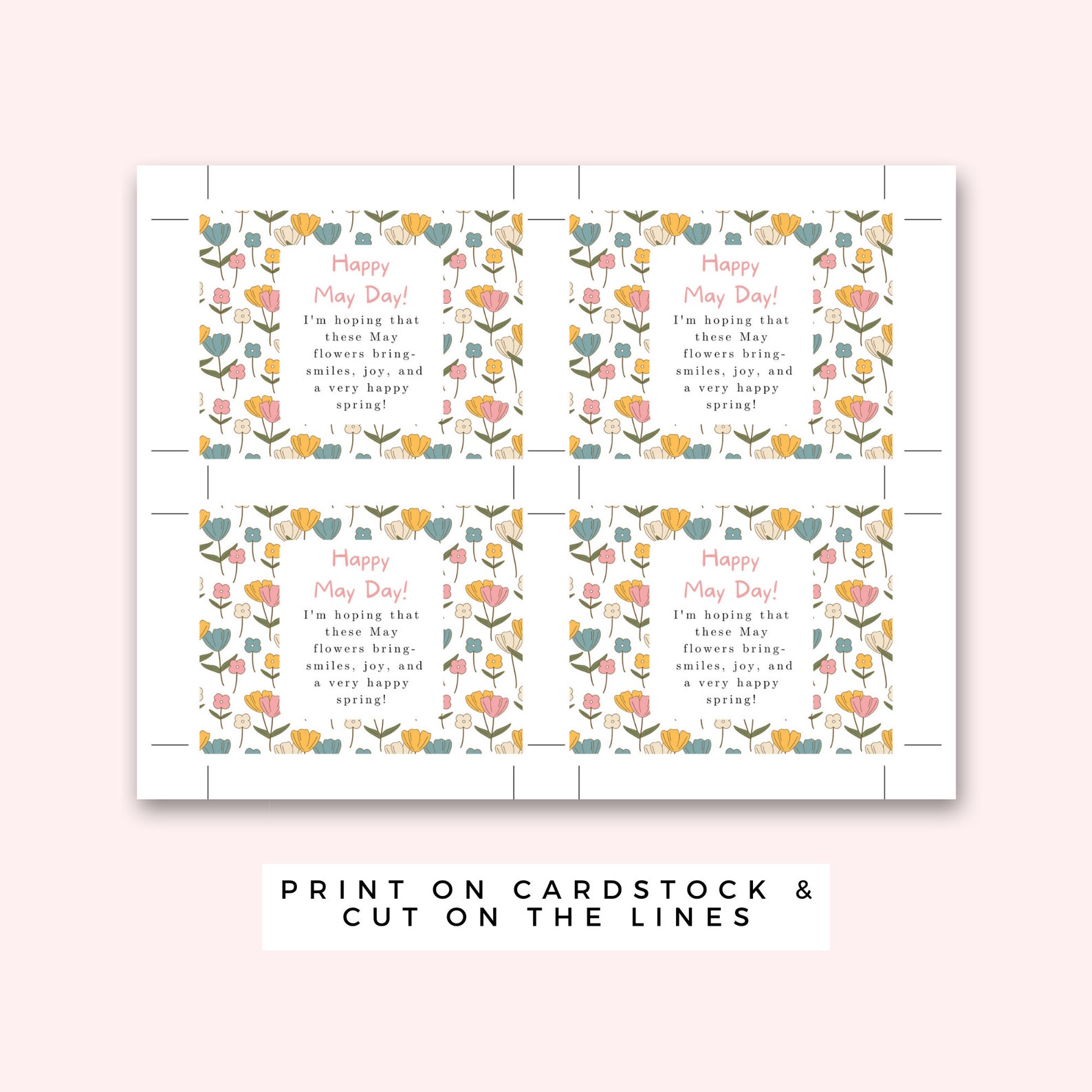 Happy May Day Printable Cards, May Day Notes, May Day Flower Gift Tag ...