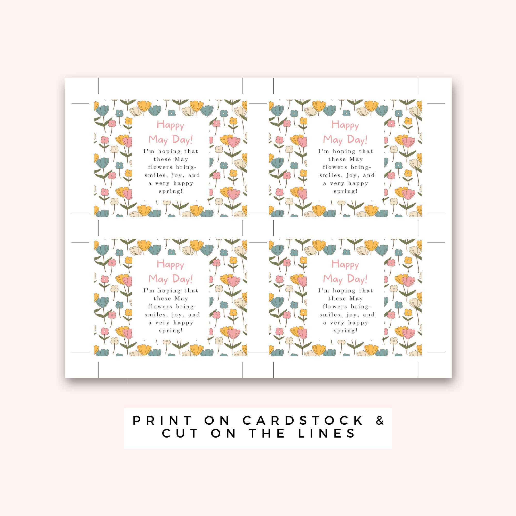 Happy May Day Printable Cards, May Day Notes, May Day Flower Gift Tag ...