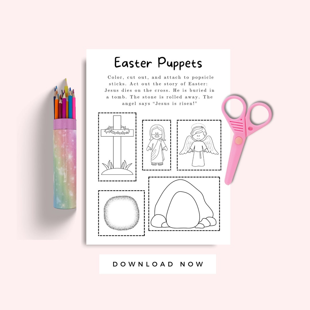 Christian Easter Story Printable Craft for Kids, Easter Puppet Cutouts ...