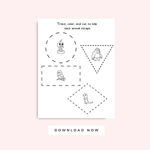 Jungle Animals Preschool Cutting and Tracing Practice, Kid Activity ...