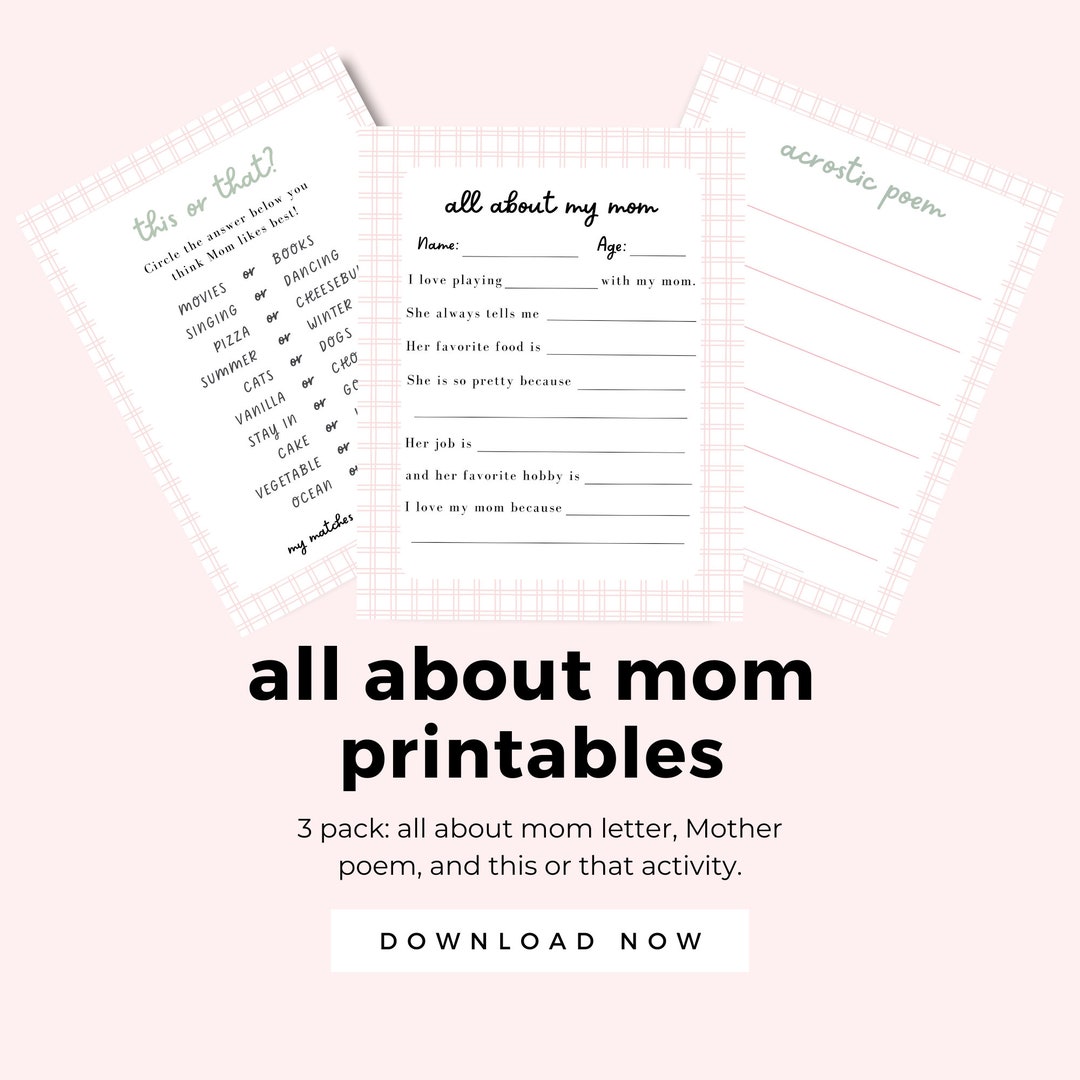 Mother's Day Letter From Kids, 3 Printables for Mom, Mom's Birthday ...