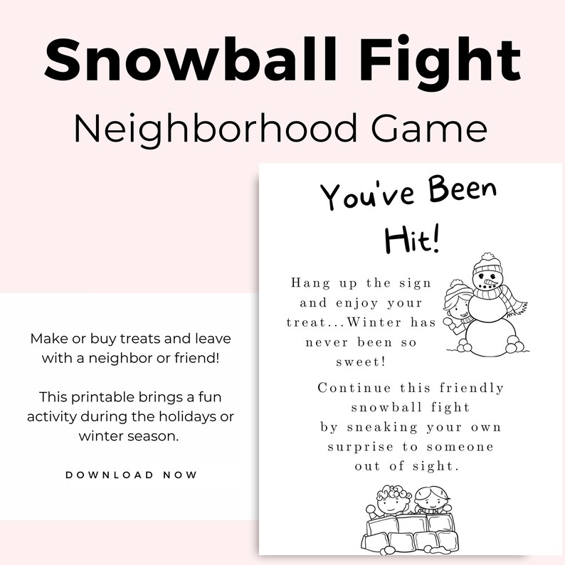 You've Been Hit Printable Letter, Printable Snowball Fight Winter ...