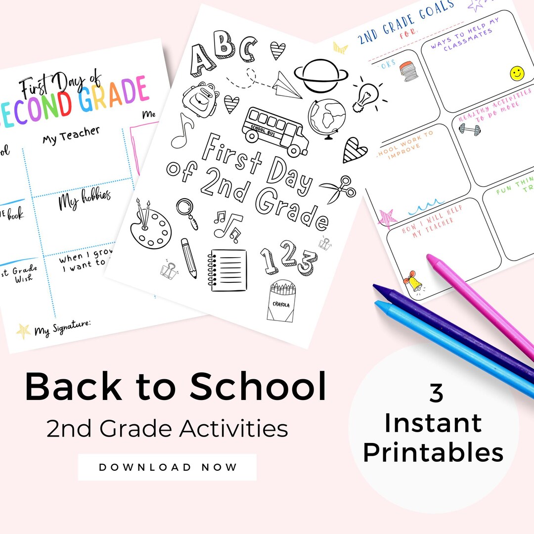 Second Grade Back to School Printable Activities, 2nd Grade Goal ...