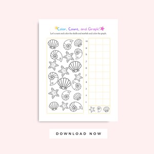 Summer Activity Printable for Kids, Color Count and Graph Worksheet for ...