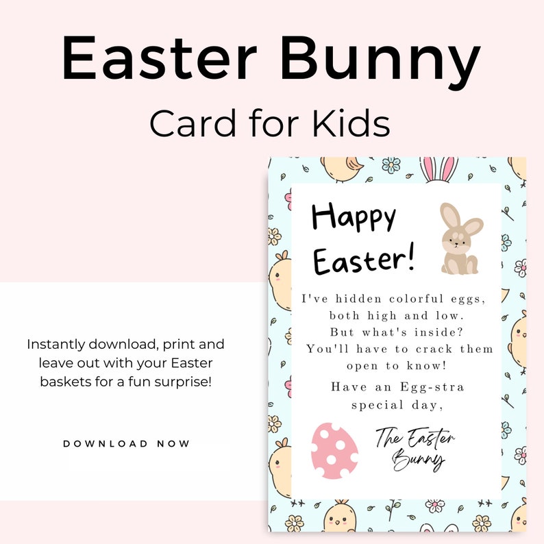 Printable Easter Bunny Letter for Kids, Easter Scavenger Hunt Kid ...