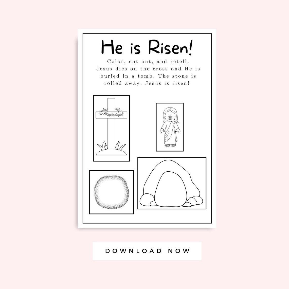 Resurrection Sunday Printable for Kids Black and White, Good Friday ...