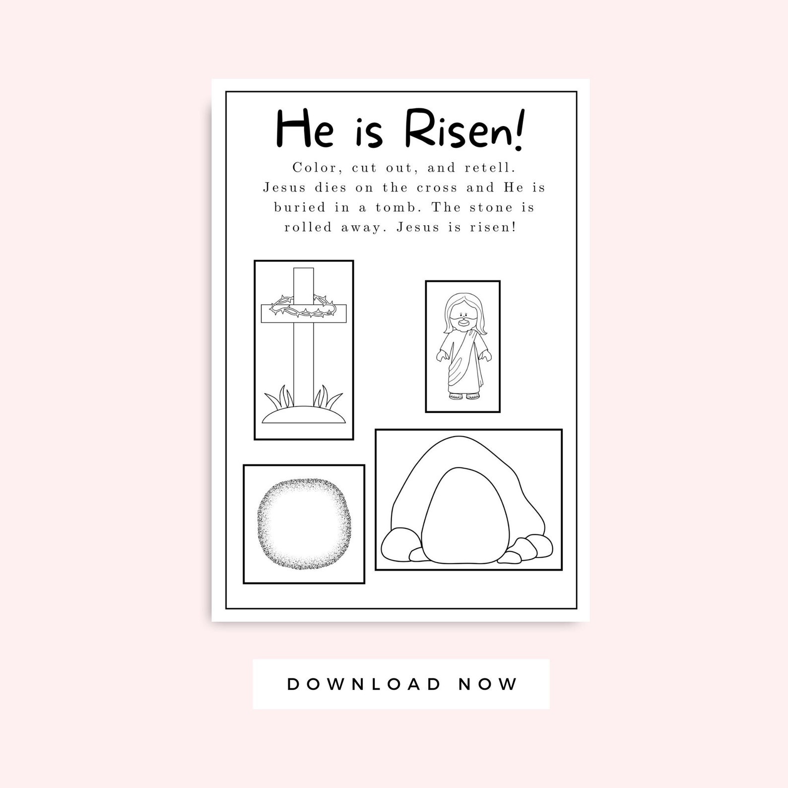 Resurrection Sunday Printable for Kids Black and White, Good Friday ...