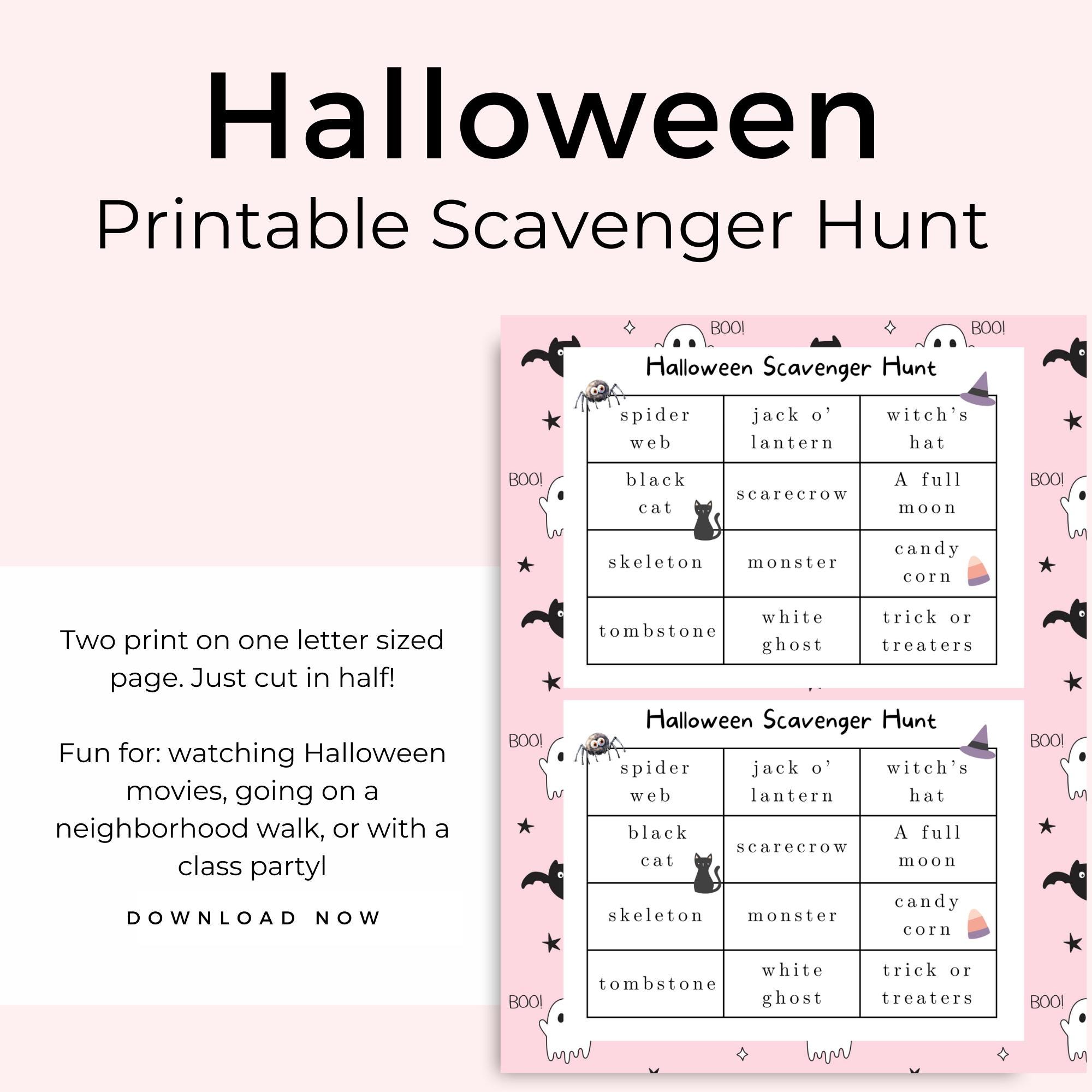 Halloween Scavenger Hunt for Kids Printable, Halloween Preschool ...
