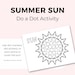 Sun Dot Marker Activity, Do a Dot Printables for Kids, Preschool Summer ...