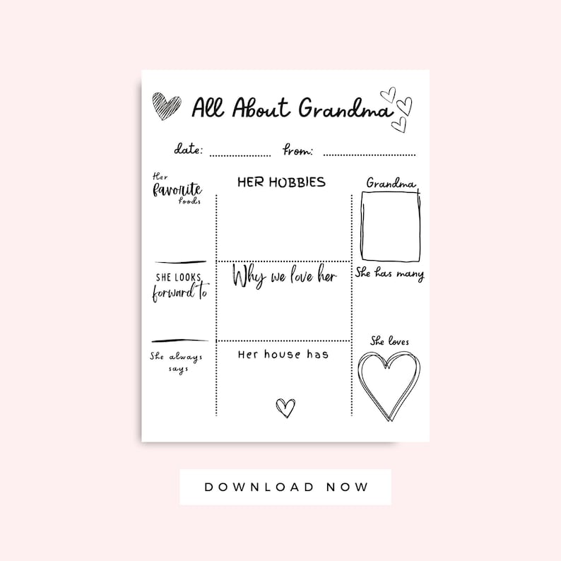Grandparent's Day Printable Cards From Kids Gift From - Etsy