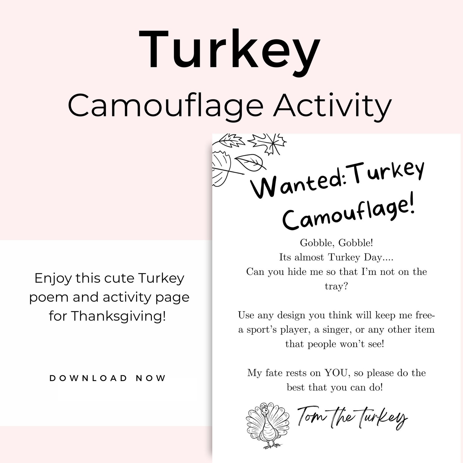 Turkey Disguise Camouflage Activity for Kids, Kindergarten Thanksgiving ...