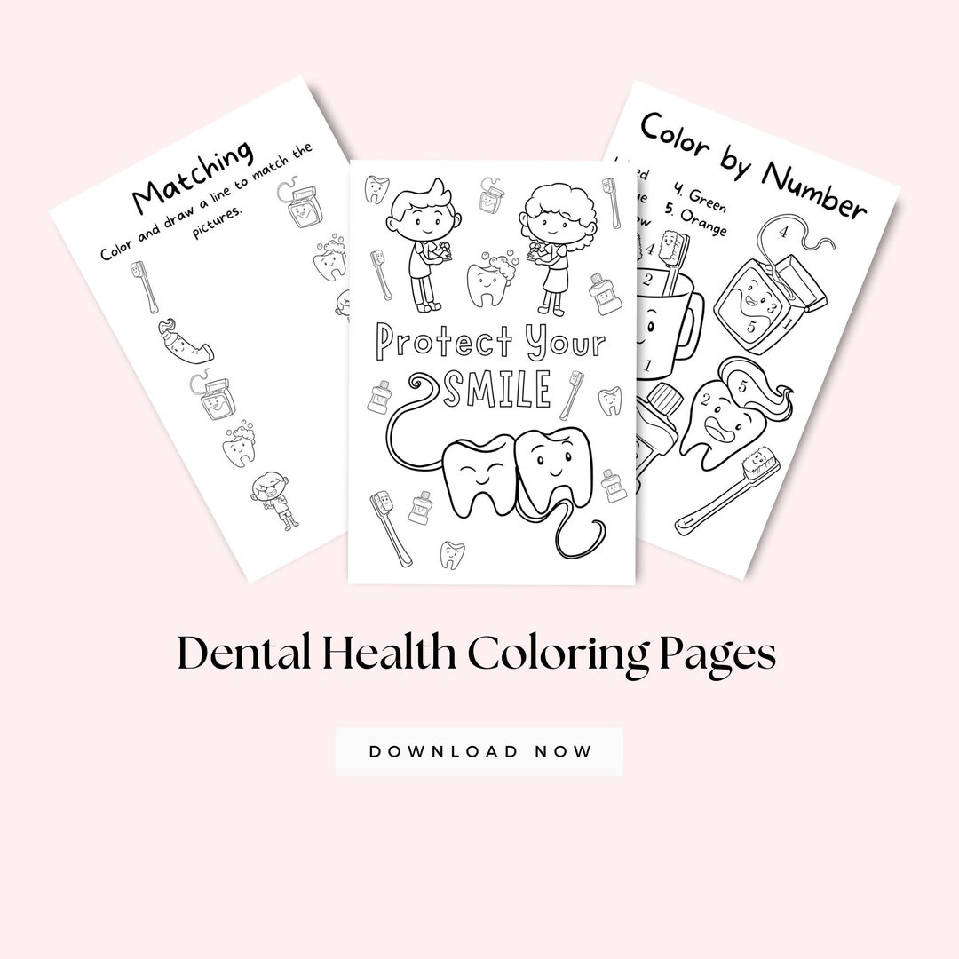 Preschool Dental Health Activities 3 Pack, Printable Kid Coloring Pages ...