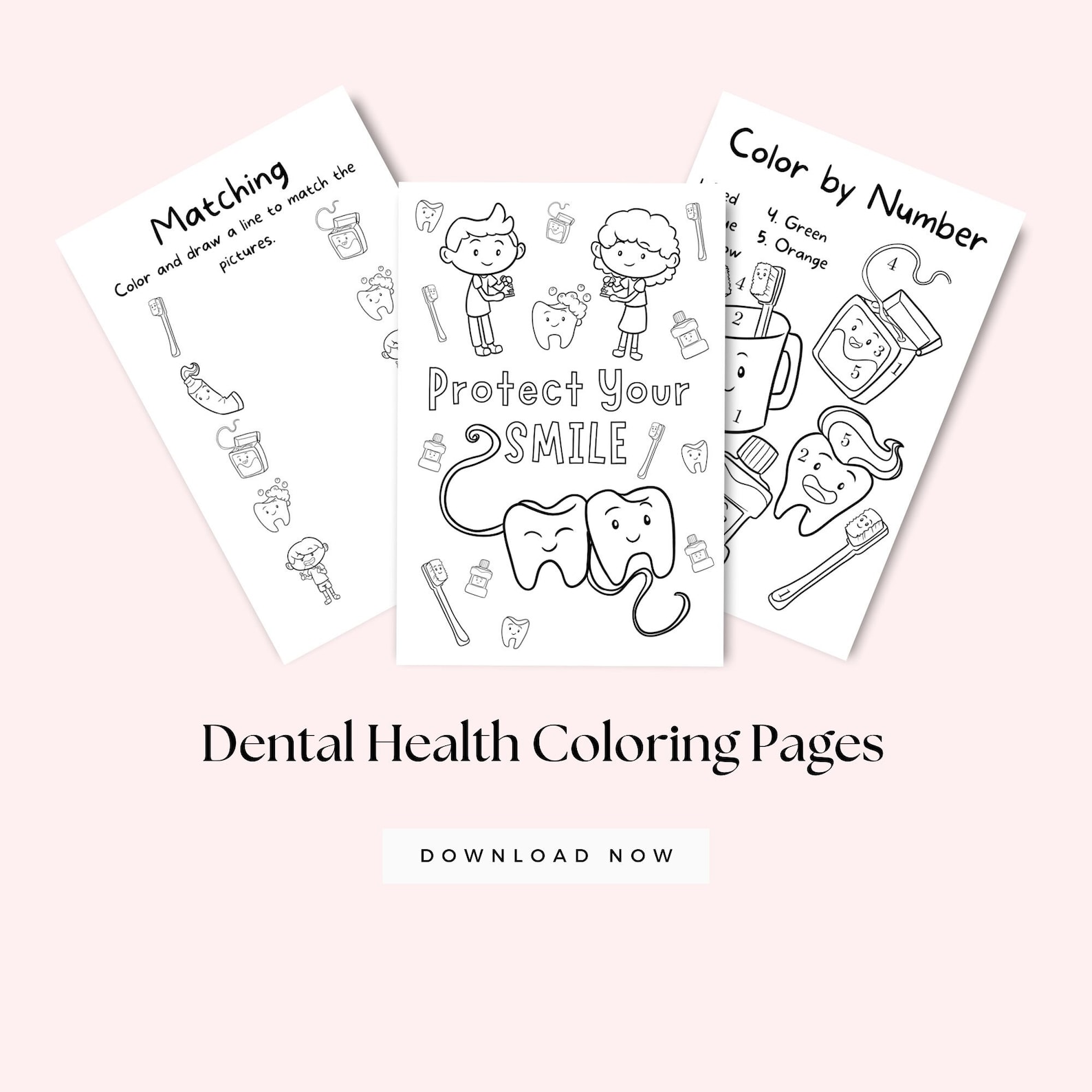Preschool Dental Health Activities 3 Pack, Printable Kid Coloring Pages ...