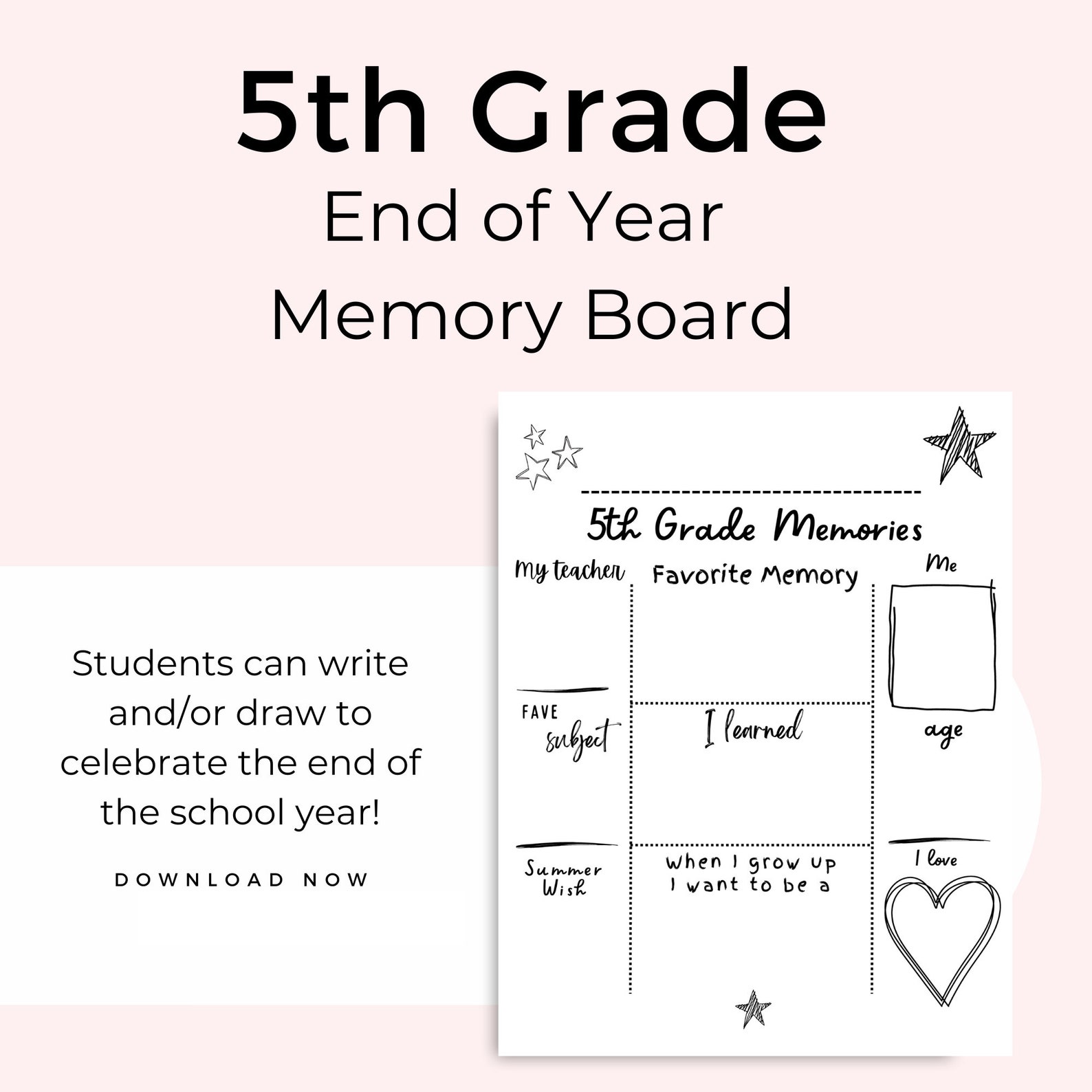 5th Grade Memories Coloring Page, Fifth Grade Milestone Board, Last Day ...