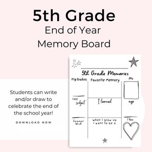 5th Grade Memories Coloring Page, Fifth Grade Milestone Board, Last Day ...