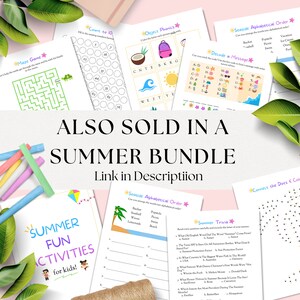 Summer Activity Printable for Kids, Color Count and Graph Worksheet for ...