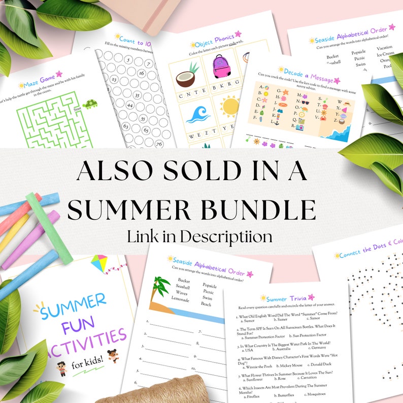 Summer Activity Printable for Kids, Color Count and Graph Worksheet for ...