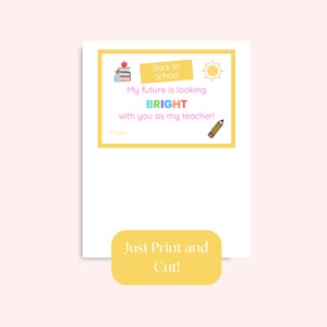 Printable Bright Back to School Card for Teacher, Back to School Notes ...