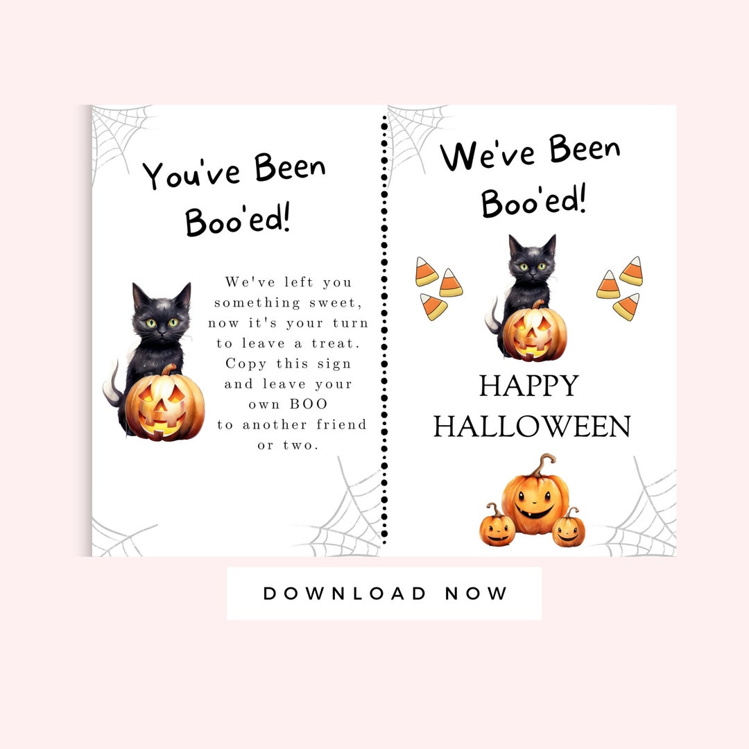 You've Been Booed Printable Letter, Black Cat Card Halloween Boo Basket ...