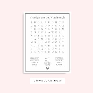 Grandparent's Day Printable Word Search Kid Activity, Black and White ...