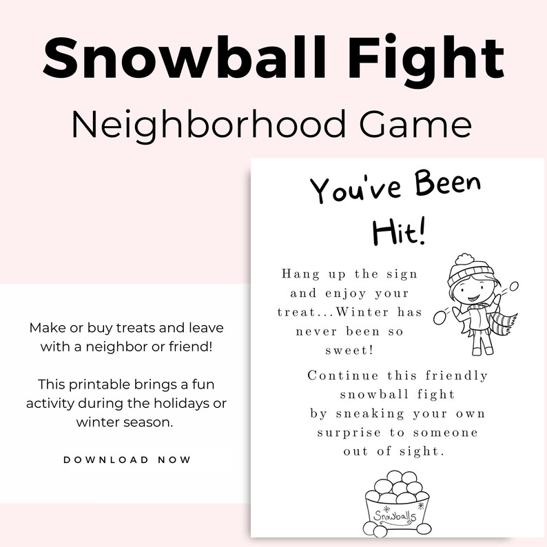 You've Been Hit Printable Letter, Printable Snowball Fight Winter ...