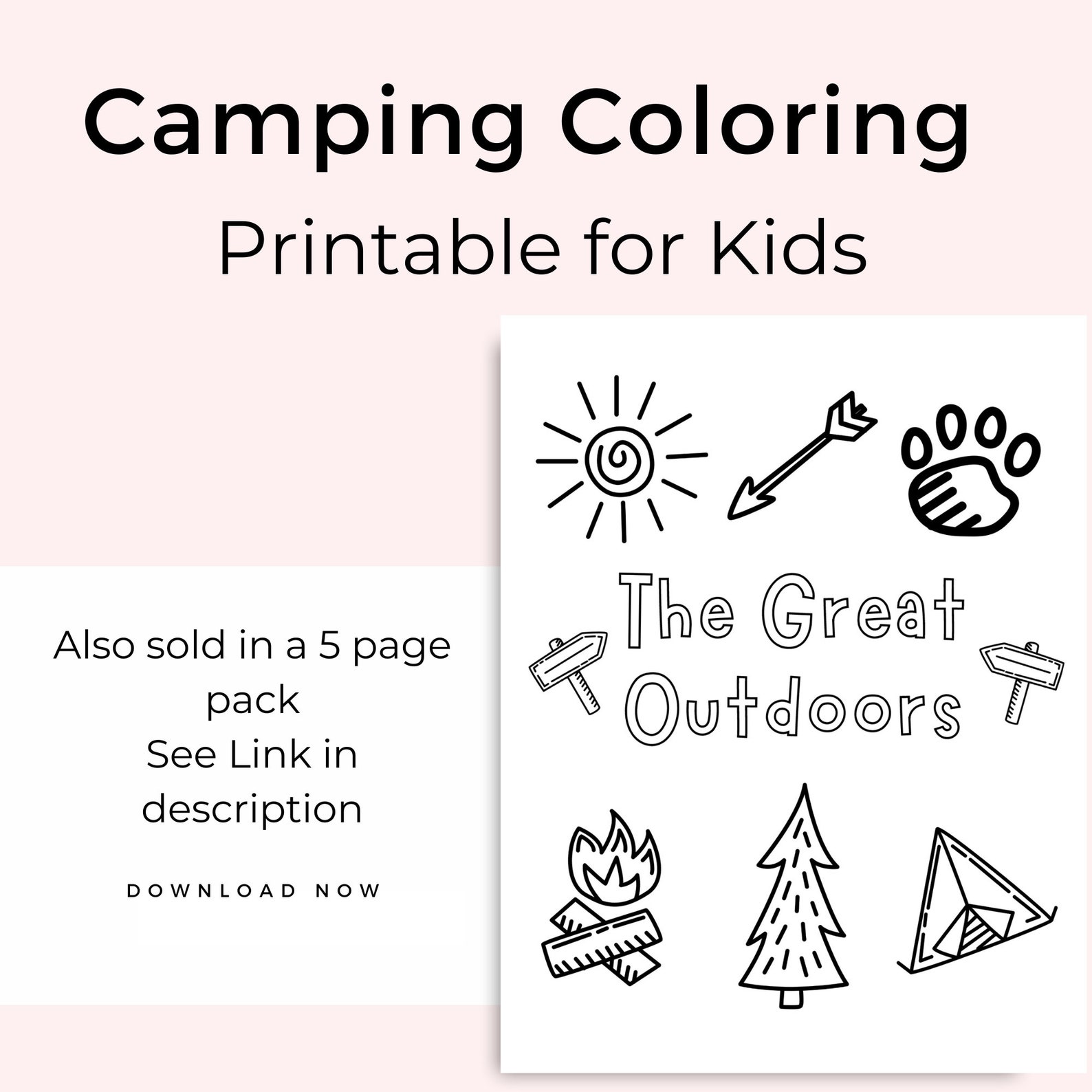 Camping Coloring Pages PDF Printable, the Great Outdoors Picture ...
