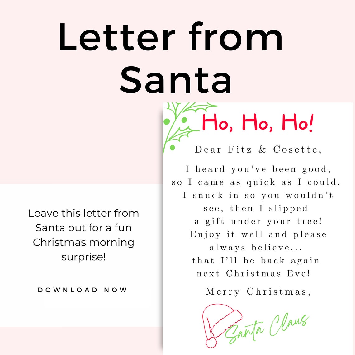 Santa Letter for Kids Printable, Printable Card From Santa for Kids on ...