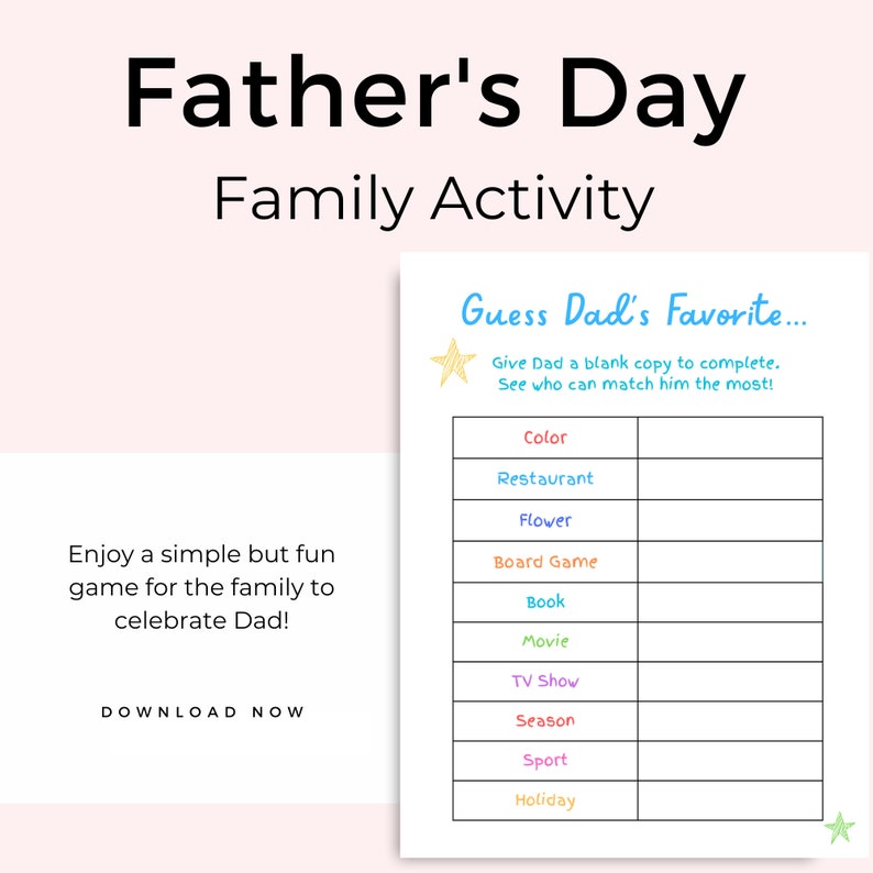 Guess Dad's Favorite Father's Day Family Activity, Multicolor Instant ...