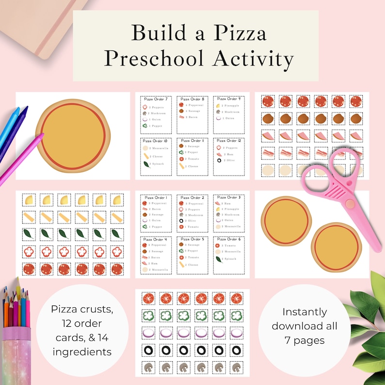 Toddler Pizza Activity, Printable Preschool Build a Pizza Craft ...