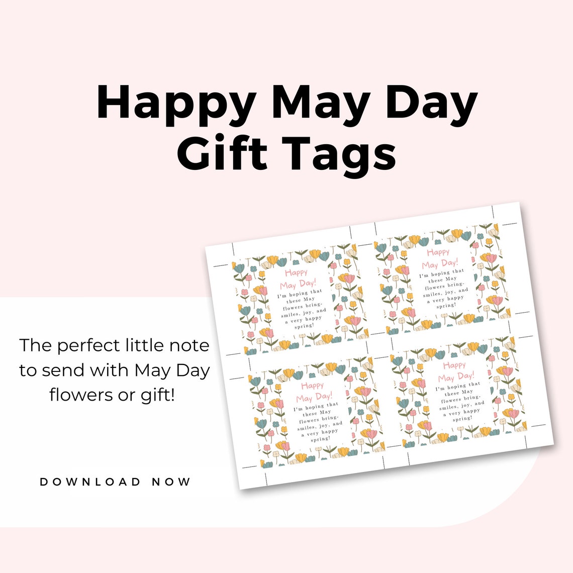 Happy May Day Printable Cards, May Day Notes, May Day Flower Gift Tag ...