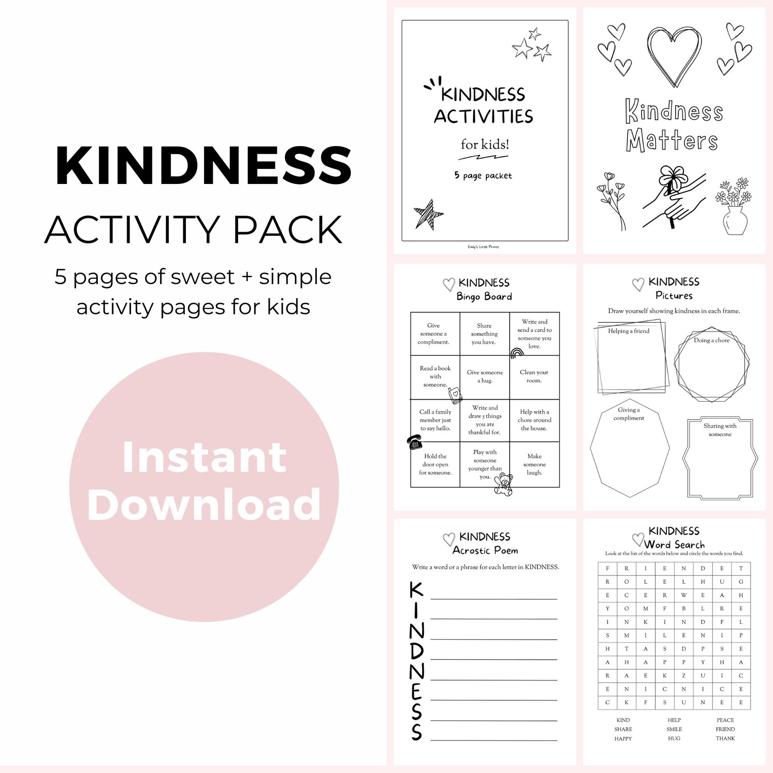 Kindness Activities for Kids Printable Packet, Random Acts of Kindness ...