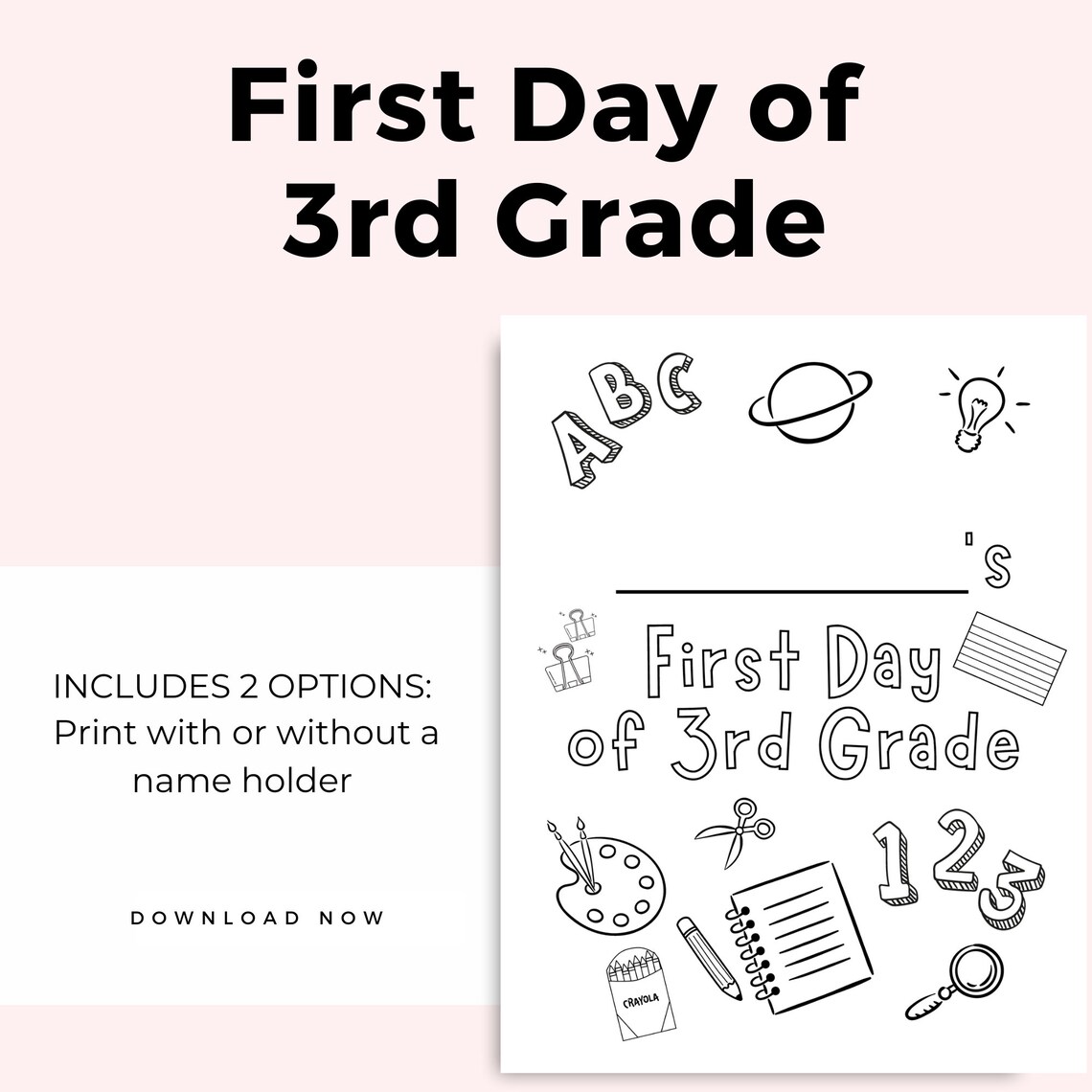 First Day of 3rd Grade Coloring Page, Third Grade Back to School ...