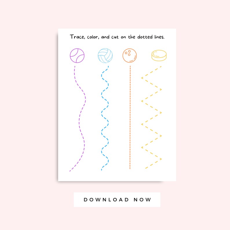 Preschool Scissor Skills Printable Worksheet Sports Themed, Tracing and ...