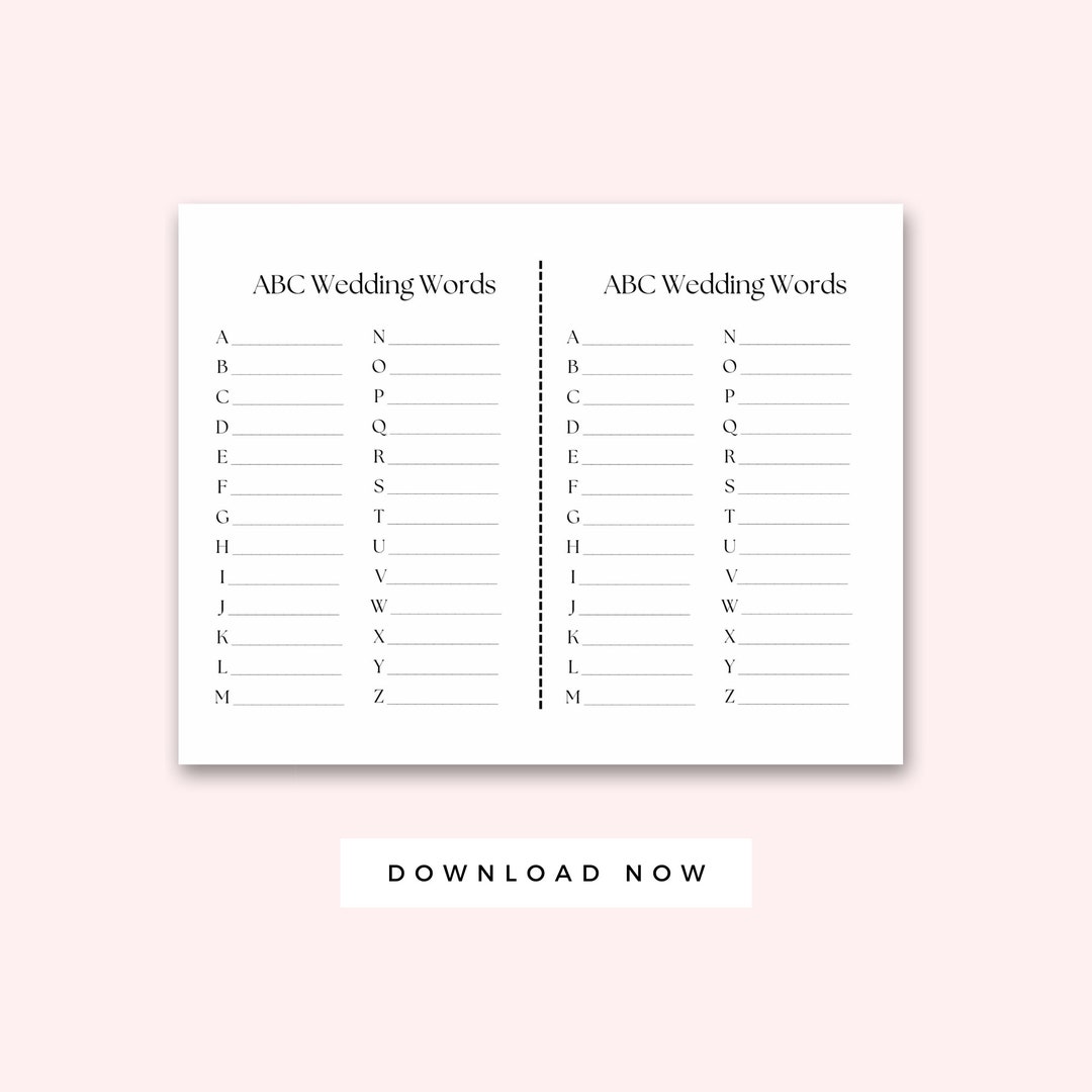 ABC Wedding Activity Page for Kids, Wedding Day Kid Table Printable ...