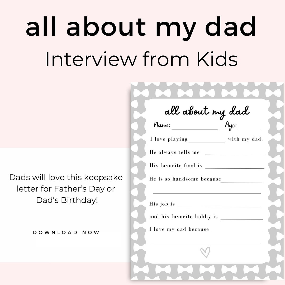 All About My Dad Preschool Interview Letter, Father's Day Letter From ...