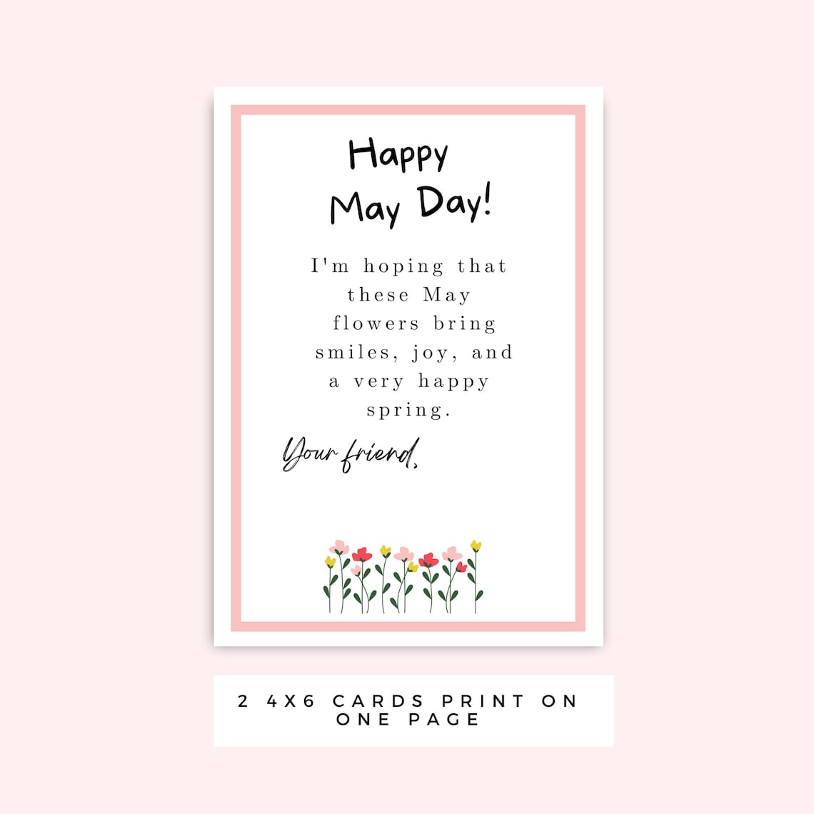 May Day Cards for Kids Printable 4x6 Inch, May Day Note, Spring ...
