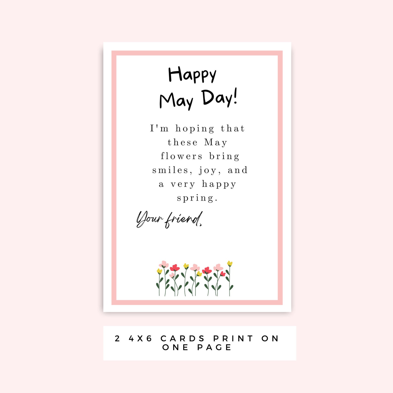 May Day Cards for Kids Printable 4x6 Inch, May Day Note, Spring ...