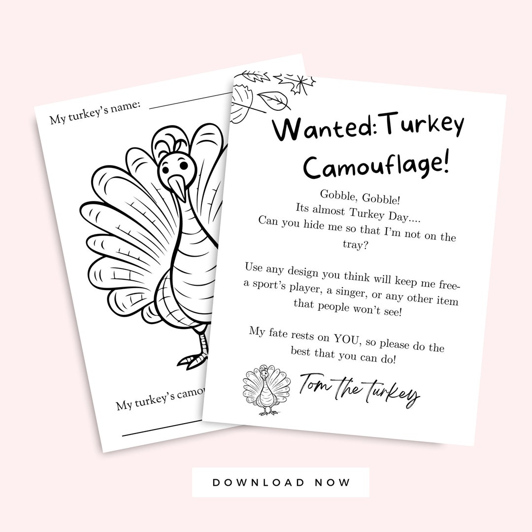 Turkey Disguise Camouflage Activity for Kids, Kindergarten Thanksgiving ...