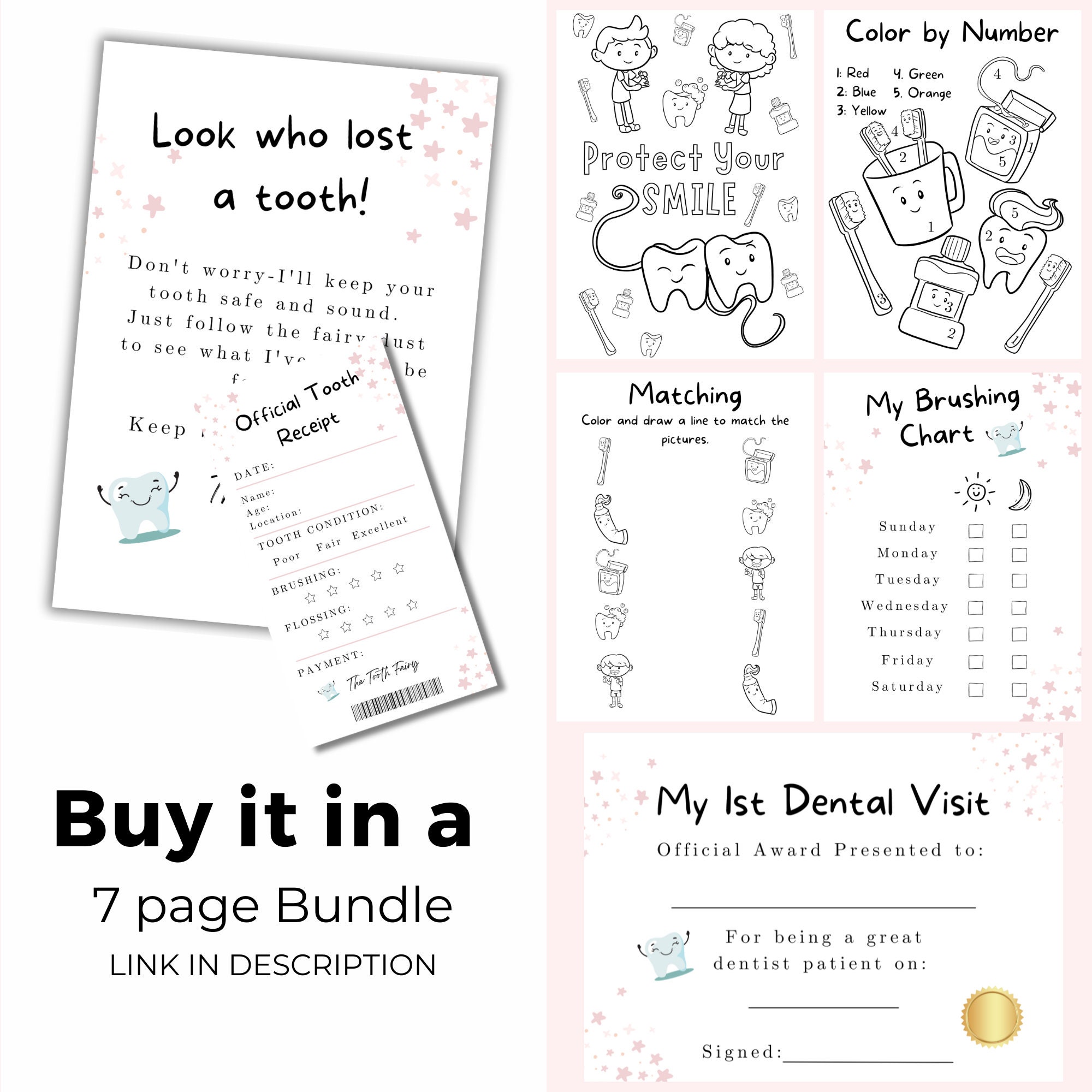 Tooth Fairy Letter for Kids Printable, Pink Stars Tooth Fairy Note ...
