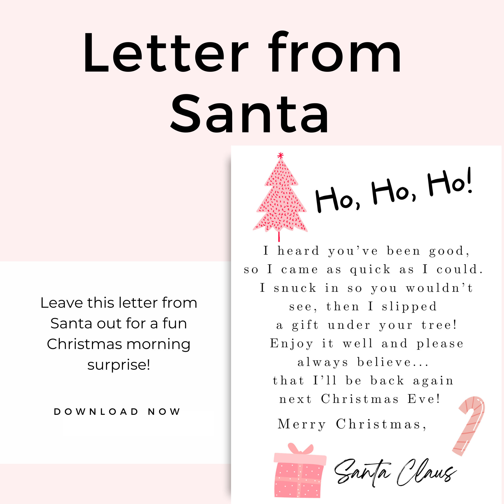 Santa Letter for Kids Printable, Printable Card From Santa for Kids on ...