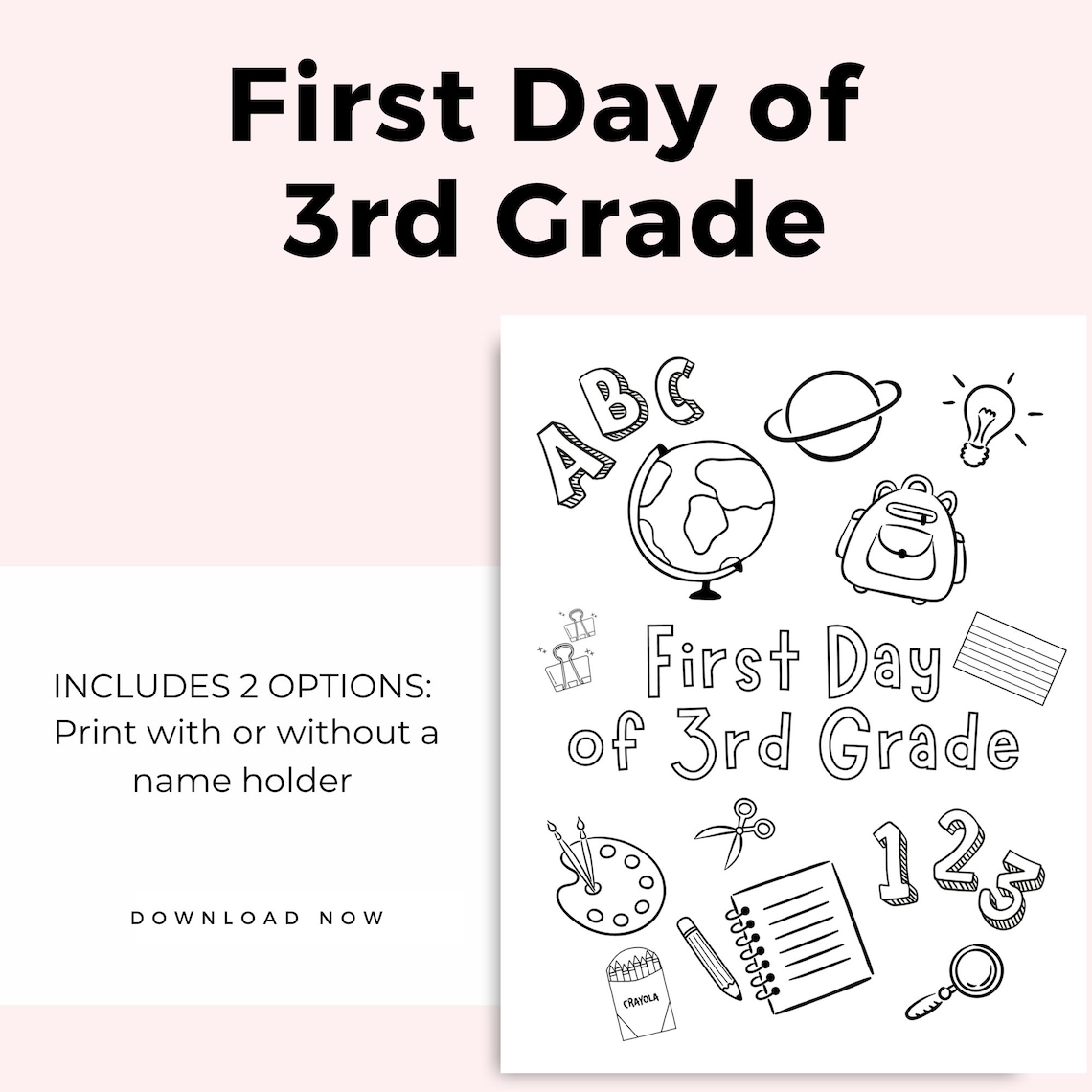 First Day of 3rd Grade Coloring Page, Third Grade Back to School ...
