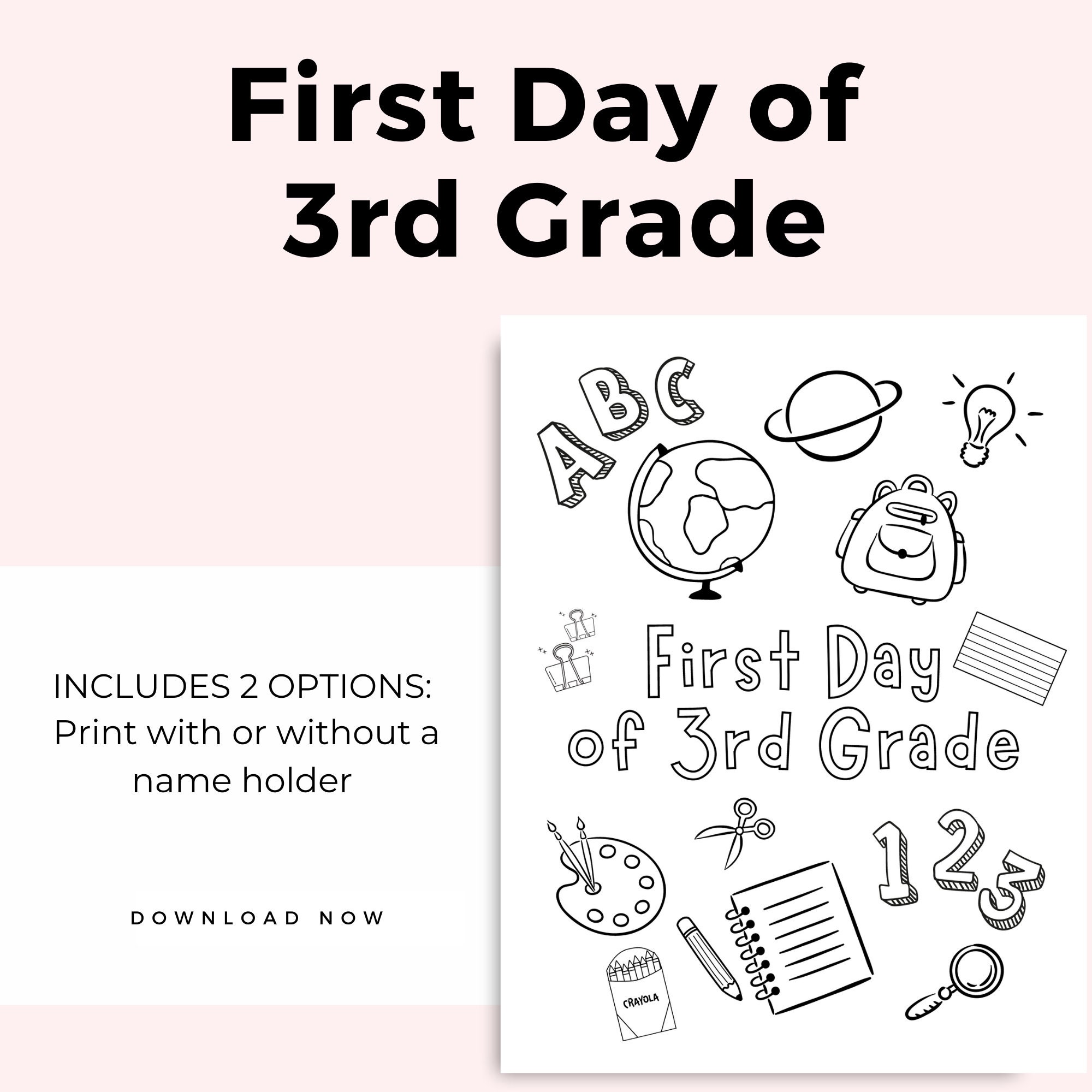 First Day of 3rd Grade Coloring Page, Third Grade Back to School ...