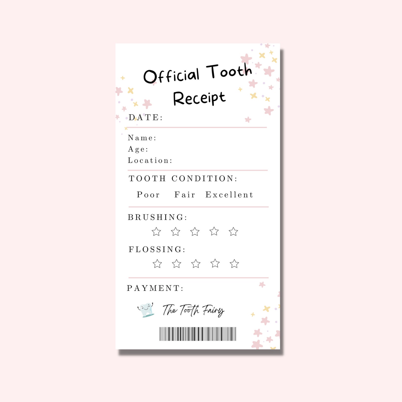 Tooth Fairy Letter and Lost Tooth Receipt for Kids Printable 2 Pack ...