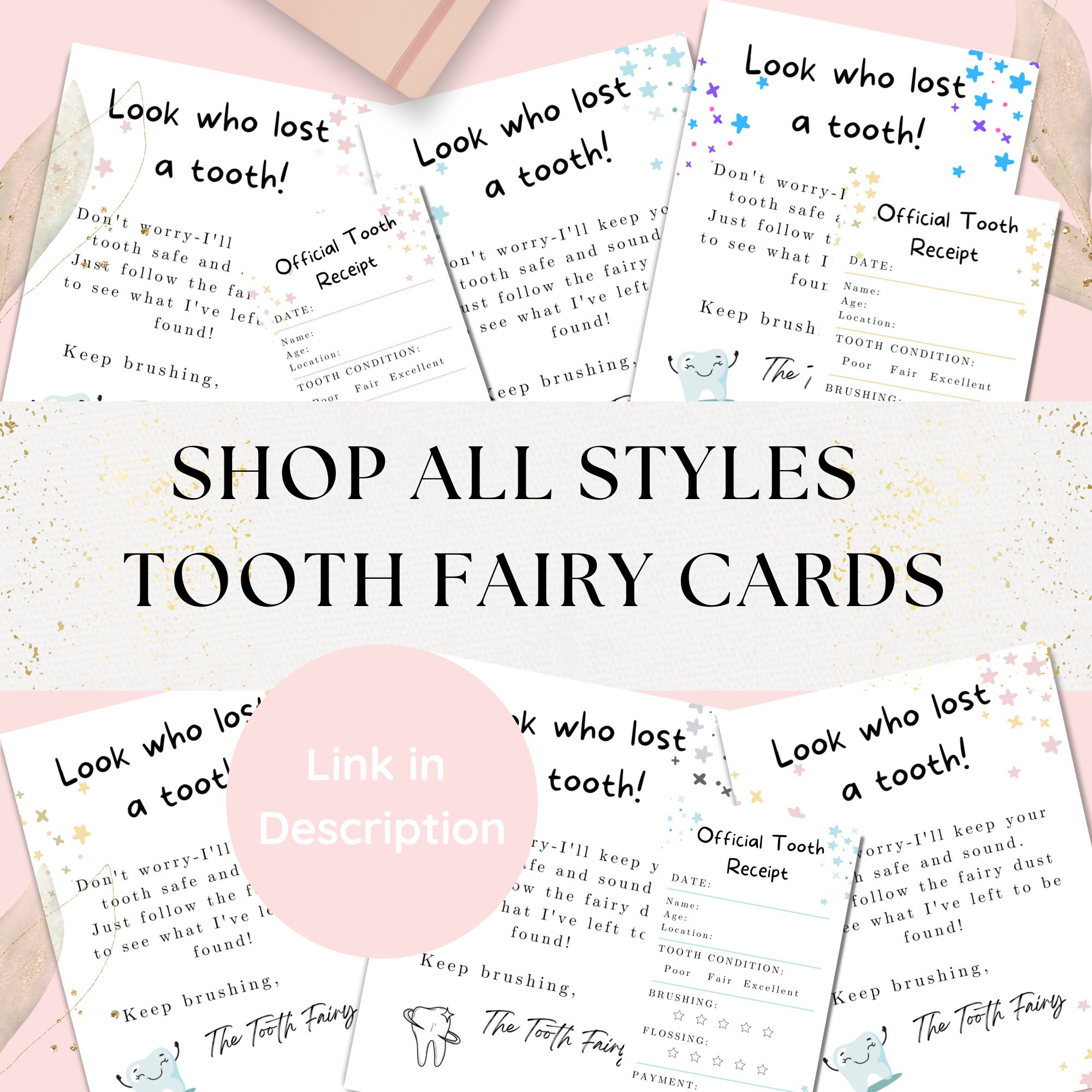 Tooth Fairy Receipt for Kids Printable, 3.5 X 6.5 Inch Blue Tooth Fairy ...