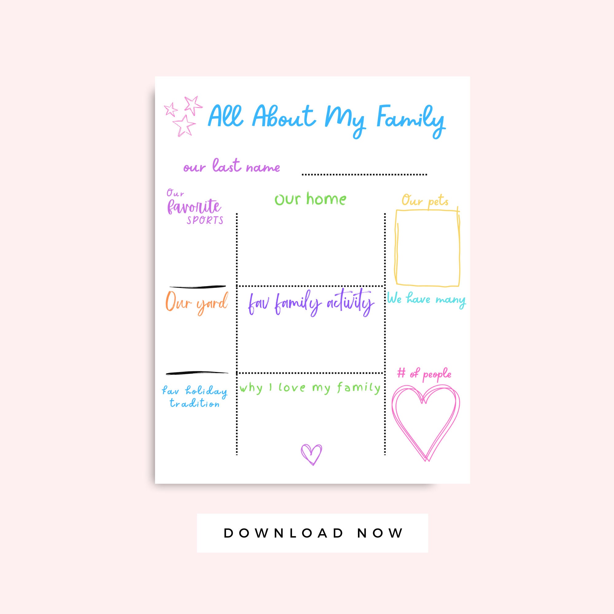 All About My Family Activity Page for Preschoolers or Kids Multicolor ...